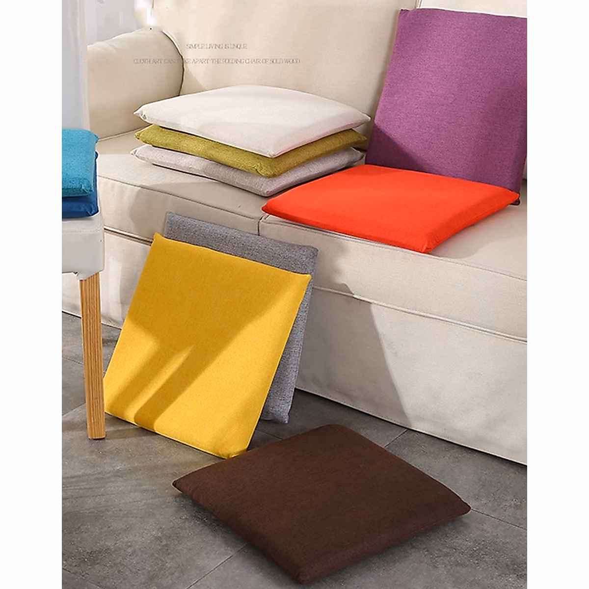 ETULLE 2 Pack Memory Foam Dining Chair Cushions,40 * 40cm Chair Pads,Soft and Comfortable Seat Cushion,Kitchen Dining Chair Cushion and Seat Cushion with Machine Washable Cover (Color : White)