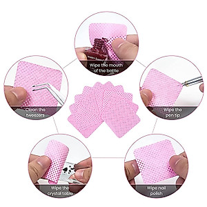 3Boxes/ 600Pcs Lint Free Nail Wipes Square Nail Art Gel Polish Remover Cotton Pad Nail Wipe Eyelash Extension Glue Wipes Removal Tool for Nail Salon and Eyelash Extension Supplies, Pink