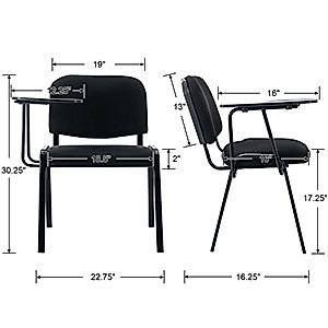 HNY Black Tablet Arm Chairs Set of 15, Mesh Office Waiting Room Chairs Guest Nesting Stacking Chairs, Reception Chairs with Flip-Up Table Conference Chairs for School Classroom Training Meeting Room