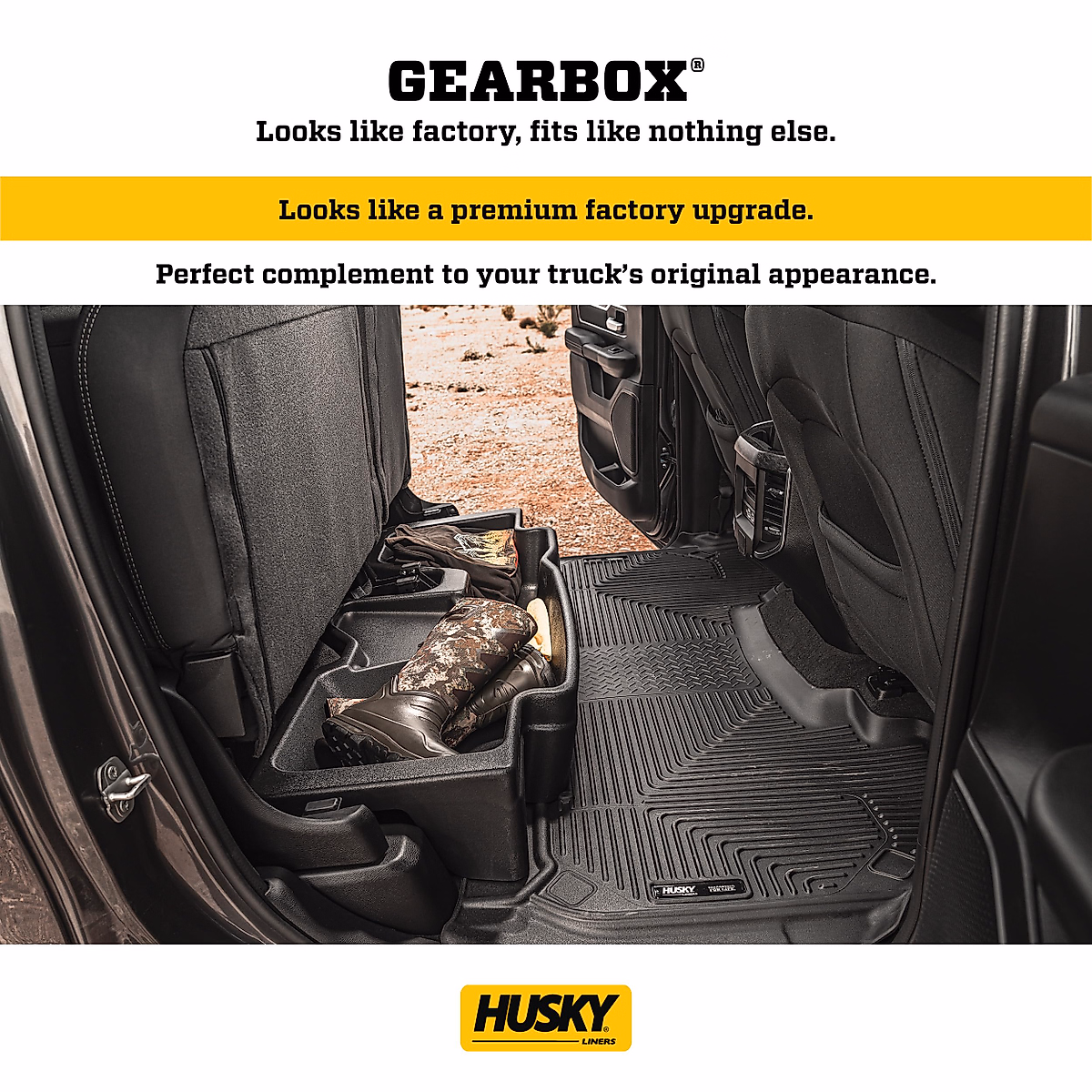 Husky Liners Gearbox Storage Systems | Under Seat Storage Box - Black | 09011 | Fits 2007-2013 Chevrolet Silverado/GMC Sierra 1500, 2007-2014 Chevrolet Silverado/GMC Sierra 2500/3500 Extended Cab 1 Pcs