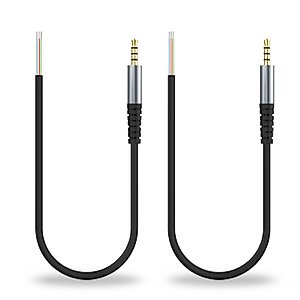 HIEbee Replacement 3.5mm 1/8" TRRS Stereo Male Plug to Bare Wire Open End Audio Cable for Headphone Headset Earphone Microphone Cable Repair(2 Pack1ft)