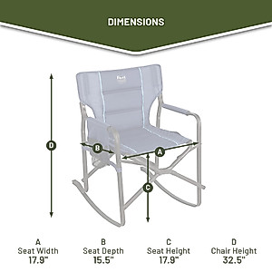 TIMBER RIDGE Outdoor Director's Mesh Side Pocket Hard Arm Folding Rocking Camping Chair, Supports 300 LBS, Blue