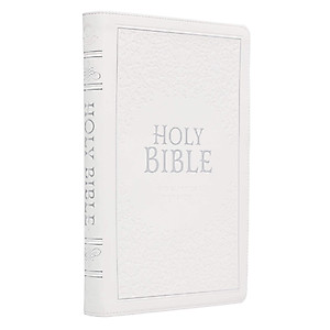 Personalized KJV Holy Bible, Thinline Large Print Faux Leather Red Letter - Thumb Index & Ribbon Marker, King James Version, White, Baptism, Graduations, wedding, confirmation king james version,