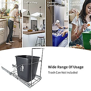 Tanamu Pull Out Trash Can Under Cabinet, 10 Gallon Pull-Out Under Mount Kitchen Waste Container Trash Cans, under sink trash can, Ball-Bearing Slider, Door Mounting Kit, Silver（Trash Can Not Included）