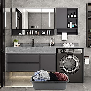 Leendines 4 Packs Plastic Bus Tubs, Grey Commercial Bus Box, 32 L