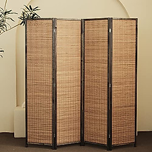 Furnnylane 4 Panel Room Divider and Folding Screen Room Divider,Bamboo Room Divider Screen for Room Separation,67" H x 61.4" W