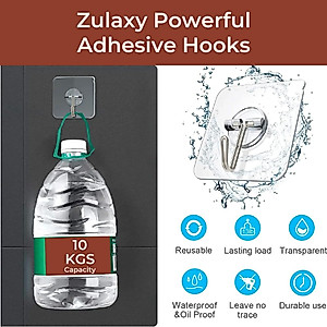 Zulaxy 10 Pack Wall Hanging Hooks for Wall without Drilling, Self Adhesive Hooks for Wall Heavy Duty Strong Nail Free, Kitchen Accessories Items (Hanging Hook, Transparent) Stainless Steel
