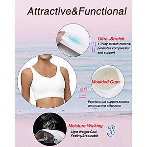 RUNNING GIRL High Impact Sports Bras for Women,Racerback Bra Workout Crop Tops for Women(WX2911 White L)