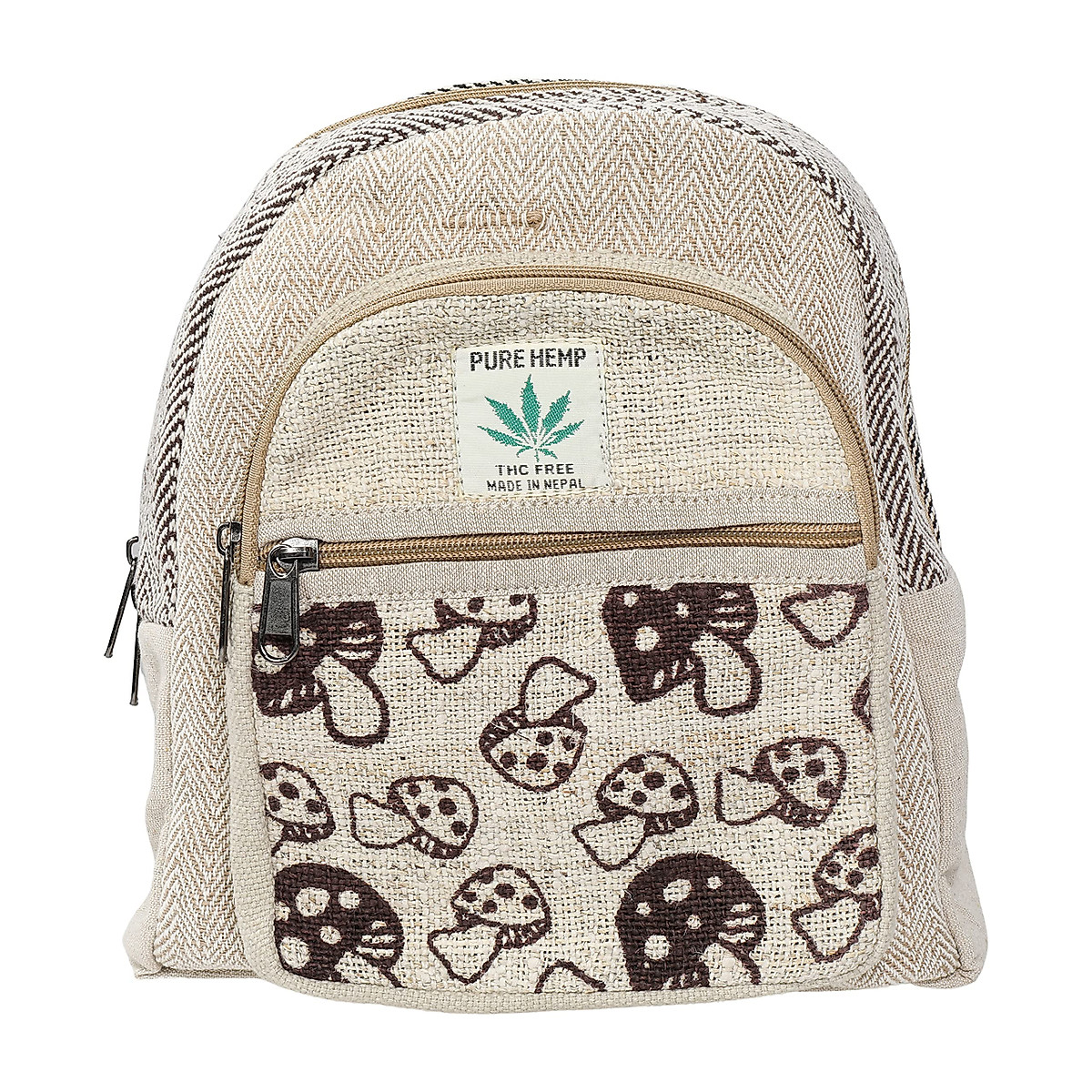 shroom hemp backpack, Small backpack, cotton stripe backpack, hippie backpack, trekking backpack, traveling backpack, nepali backpack, himalayan backpack, hemp backpack, small hemp backpack