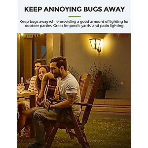 LOHAS Yellow LED Bug Light Bulbs Outdoor, A19 9W Bug Lights for Outside, 60W Equivalent, 2000K Amber Porch Light Bulb, Non-Attracting, E26 Base, Not-Dimmable, Ideal for Patio, Deck, Backyard, 2 Pack