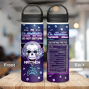 winorax Gaming Gift Personalized Game Water Bottle Stainless Steel Insulated 32oz 18oz 12oz Gamer Bottles With Custom Name Gifts For Men Boys Dad Teen Boyfriend Gift For Birthday Fathers Day