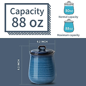 Hasense Kitchen Canister, 88 OZ Ceramic Coffee Container with Airtight Lid for Countertop, Large Food Storage Jar for Serving Sugar,Tea,Flour,Spice,Salt,Cookies,Candy,Cereal,Treat,Snack,Treats (Blue)
