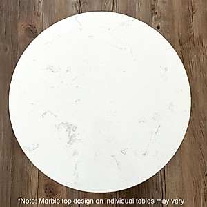 Modish Luxury Round Marble Top End Table for Living Room - Round Accent Table for Small Spaces (Black Iron Leg), Medium