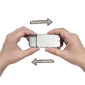 Cubic Ape Slide Top Tin Containers for Lip Balm, Solid Perfume (0.5 oz, 16-Pack, w/Labels) - (Small) Empty Cosmetics Metal Boxes with Sliding Lids (Frosted Silver)