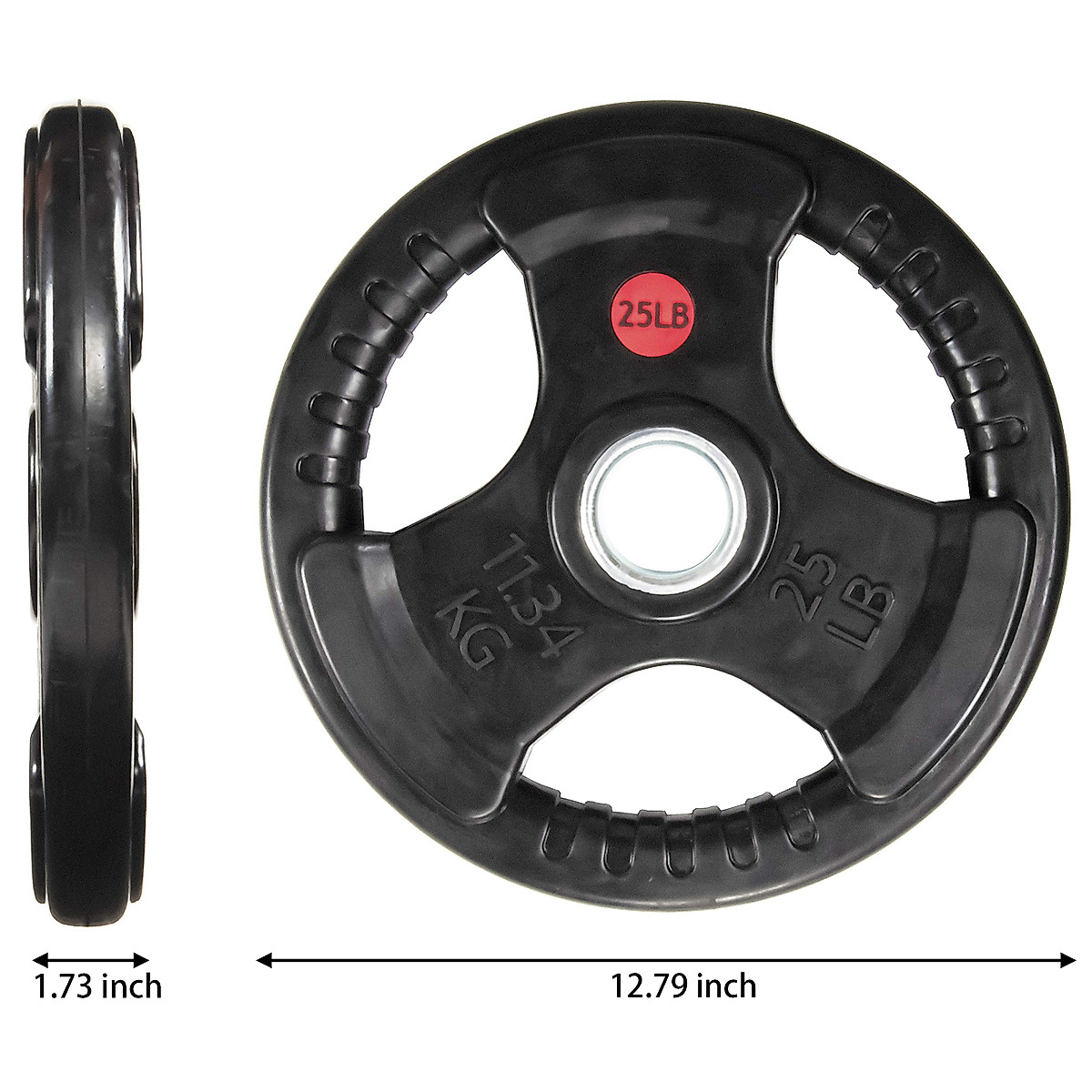 BalanceFrom Rubber Coated Cast Cast Iron Plate Weight Plate for Strength Training and Weightlifting, Olympic, 25-Pound, Single