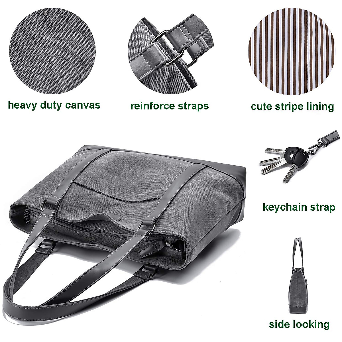 Large Tote Bags for Women 15.6 Inch Laptop Bag Lightweight Canvas Professional Work Briefcase