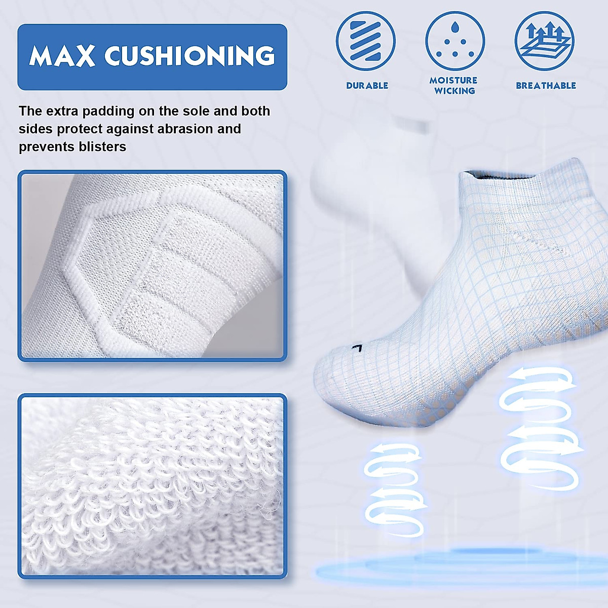 Low Cut Sports Running Socks for Men Women Compression No Show Athletic Socks for Gym Workout Tennis Walking Hiking Golf Tab