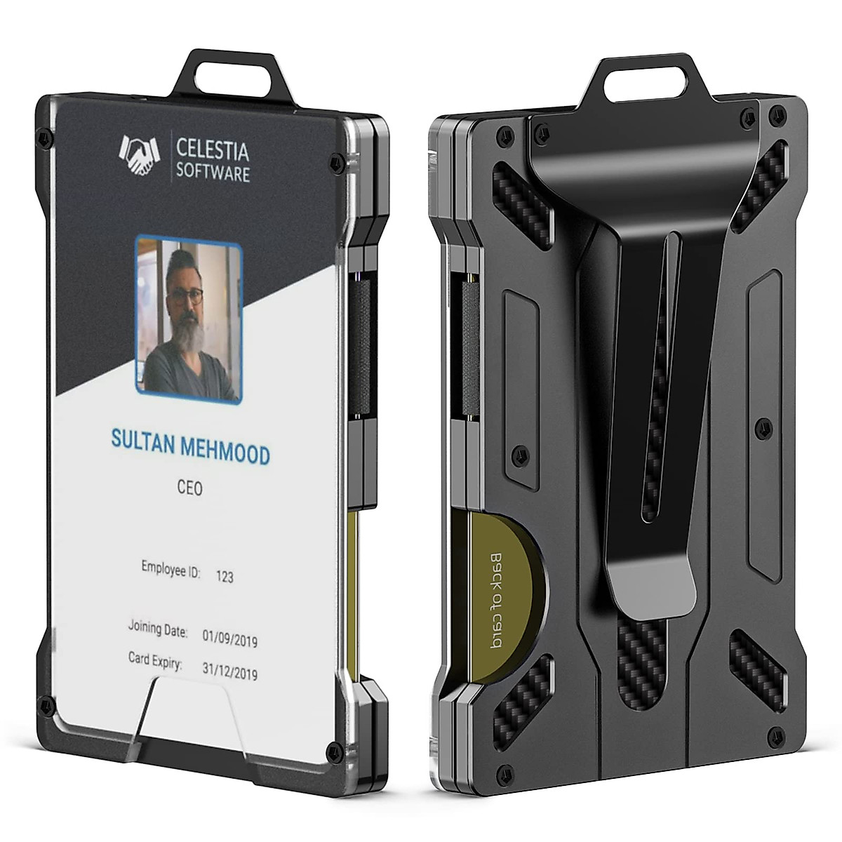 ONLOOKER Wallet for Men - Slim Aluminum Metal Money Clip Wallet with 1 Clear Window, ID Card Holder Holds Up 15 Cards with Cash Clip, Ultra-Thin Minimalist Wallet (Black)