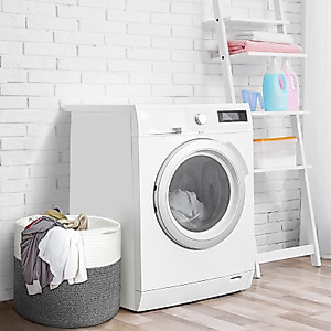 Rope Storage Basket with Handles Large, Cotton Woven Blanket Basket Nursery Hamper Bin, 16" x 16" x 14" Organizer for Toys, Laundry, Books and Baby Blankets