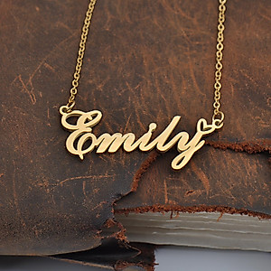 Aoloshow Gold Name Necklace Heart Charm Pendant Alayna Jewelry for Womens Teen Girls Graduation Gift