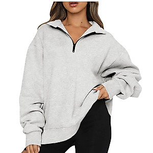 DOLKFU Womens Oversized Dupes Scuba Hoodie Pullover Sweater Long Sleeve Sweatshirt Trendy 2022 Winter Y2K Ouffits Clothes Gray #18