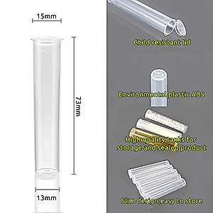 WIKIBORN 100PCS PVC Plastic Clear Pipe 0.5ML 1ML Empty Cartridges Packaging Tube with Child Protection Cap for Bead Craft Supply Storage