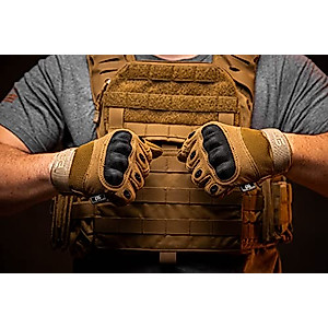 Glove Station - Tactical Shooting Hard Knuckle Gloves for Men and Woman with Touchscreen Fingers - Durable and Comfortable Hand-Gear for Outdoor Work Shooting and Hunting - Green/X-Large