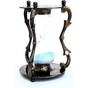 Sand Timer Maritime Antique Brass Sand Timer with Compass Hour Glass for Desk/Table Sand Timer Decorative Item Carrieble Lightweight Ideal for Gift by Handicraft Bulls