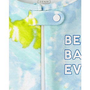 The Children's Place unisex-baby and Toddler Short Sleeve Zip Up Pajama Best Baby Ever - Blue Baby & Toddler - Zip Sleeper 4T