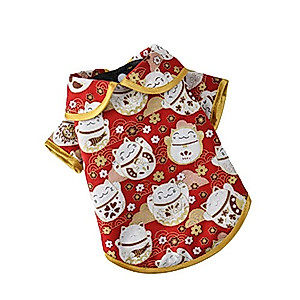 1PC Pat New Year Clothes Chinese Style Pet Costumes Autumn Winter Pet Clothes Stylish Pet Warm Clothes Festival Pet Coat for Cat Dog Wearing Clothes Style Size XL- 16Pet House Supplies