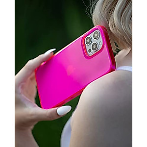 FELONY CASE - iPhone 13/iPhone 14 Neon Pink Clear Protective Case, TPU and Polycarbonate Shock-Absorbing Bright Cover - Crack Proof with a Gloss Finish - Full iPhone Protection