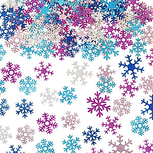 Pasimy 200 Pcs Snowflakes Confetti Decorations frozen birthday confetti winter wonderland christmas table decor glitter snow confetti for Birthday Wedding New Year Xmas Holiday surprise party supplies