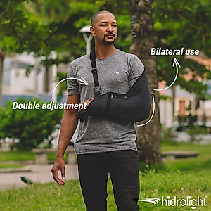 HIDROLIGHT - Immobilizer Arm Sling for Upper Limb Injuries - Arm Brace for Left and Right, Bursitis Elbow Brace, Arm Support Straps - Shoulder Support Immobilizer for Rotator Cuff - Black, X-Small