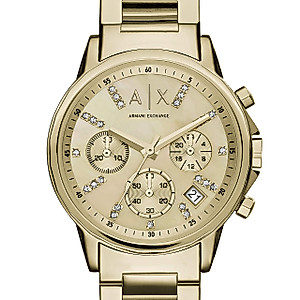 A｜X ARMANI EXCHANGE Women's Chronograph Stainless Steel Watch, Color: Gold (Model: AX4327)