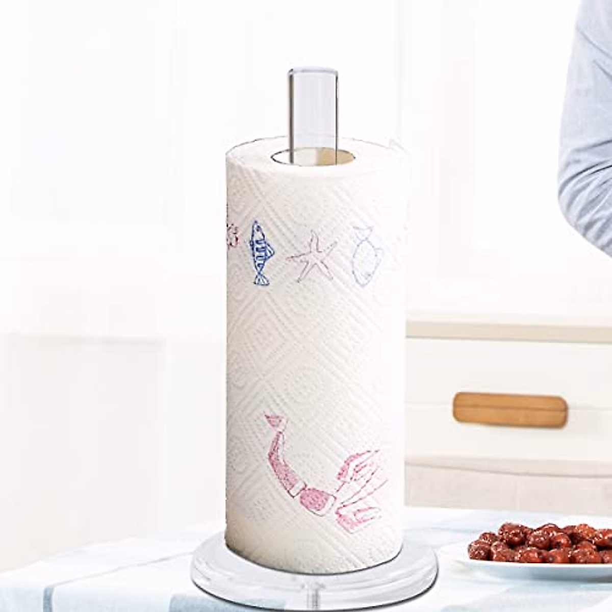 PFNRTH Clear Acrylic Paper Towel Holder, Kitchen Paper Towel Holder Countertop for Standard and Large Size Rolls