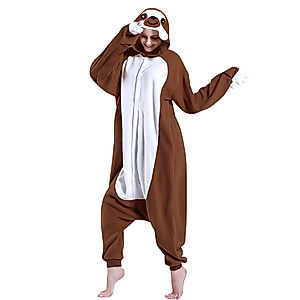 DOITNOW Sloth Pajamas Unisex Adult Jumpsuit Animal Cosplay Costumes (XL, Brown)