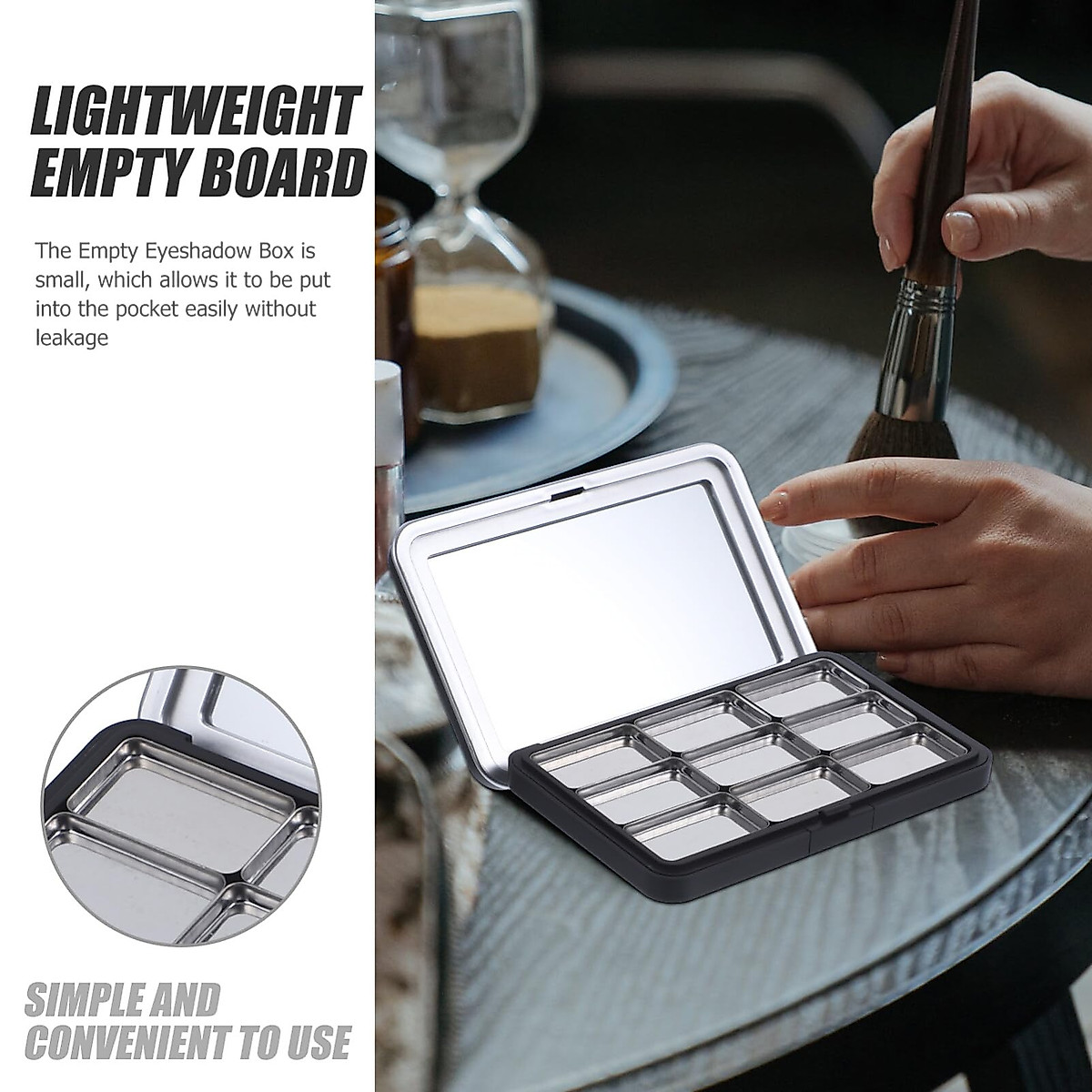 minkissy Empty Eyeshadow Palette Magnetic Makeup Palette with Mirror Refillable Eyeshadow Palette Empty Eyeshadow Pans for Eyeshadow Lipstick Blush Powder, 2Pcs