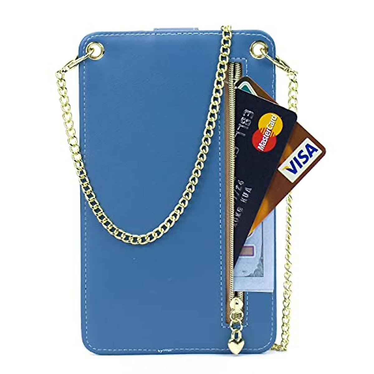 Women Small Crossbody Bag Cell Phone Purse Wallet Chain Strap Lanyard Case Woven Satchel Card Coin Zip Pocket(Layne Blue)