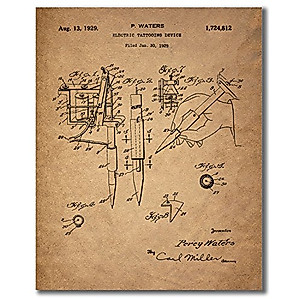 Tattoo Artist Patent Prints - Set Of 4 Vintage Wall Art Photos