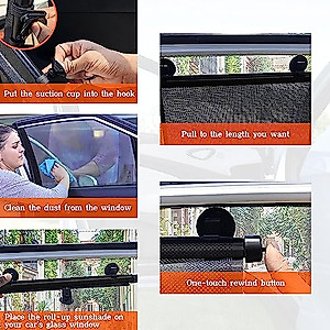 Kewucn Car Side Window Sun Shade, 2 Pack Retractable Auto Sunshade Visor for Block Heat UV Rays and Glare Protection, Universal Roller Window Shade for Baby, Pets, Kids, Passengers (Medium)