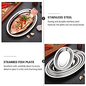 GANAZONO 2pcs Steamed Fish Plate Steel Plate Food Display Tray Metal Serving Plates and Bowls Sushi Plate Ceramic Serving Tray Fruit Serving Plate Dressing Table Disc Child Stainless Steel