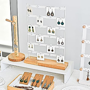 Lolalet Earring Display Stand for Selling, 6 Tier Earrings Display Rack with 24 Adjustable Hooks, Jewelry Display Stand for Vendors Earrings, Keychain Cards Retail Display -White