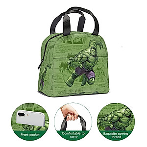Grehge MNBVCX Green Insulated Lunch Bag Comics Lunch Box Portable Lunch Kit for Men Women Travel Picnic Beach