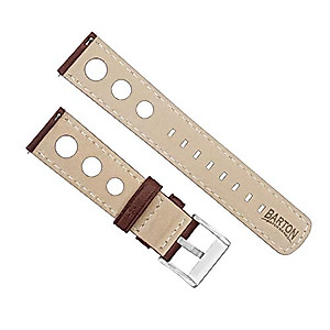 BARTON WATCH BANDS 22mm Chocolate - Rally Horween Leather Watch Bands - Integrated quick release spring bars- 316L stainless steel- Choose Strap Color & Width