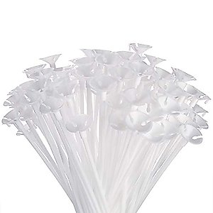 PP OPOUNT 50 Pieces Balloon Sticks Upgraded Version White Balloon Sticks Holders with Cups for Christmas Decoration, Wedding, Party, Holidays, Anniversary Decor