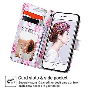 ULAK Case for iPhone SE 3 Wallet 2022, iPhone 8 Wallet, iPhone SE Wallet 2020, iPhone 7 Flip Case, PU Leather Kickstand Card Holder Protective Cover for iPhone 7/8/iPhone SE 2nd 3rd Gen, Rose Gold