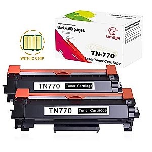 UniVirgin 2 Pack TN770 Toner Replacement for Brother TN770 TN-770 High Yield Black Toner Cartridge with IC CHIP fits for Brother HL-L2370DW L2370DW MFC-L2750DW MFC-L2750DWXL,Yielding 4,500 Pages