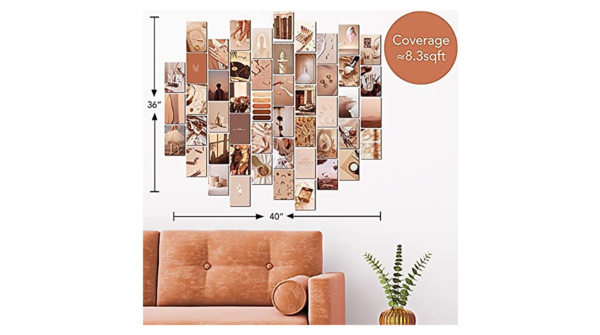KOLL DECOR Beige Wall Collage Kit - Boho Style Wall Decor for Teens
