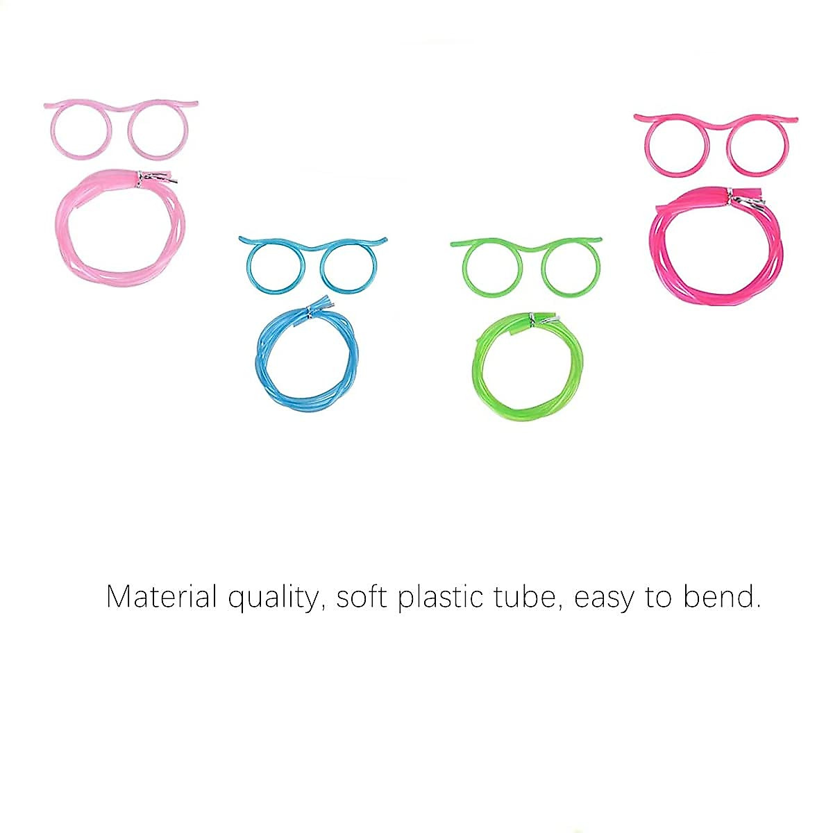 Flexible Soft Silly Straws, 8PCS Drinking Straw Eye Glasses, Silly Straw Glasses drinking Tube for Kids Party, Birthday, Fun Party