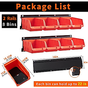 NETWAL 8 Storage Bins, Wall Mount Garage Rack, Parts &Tool Organizers and Storage Screws and Bolts